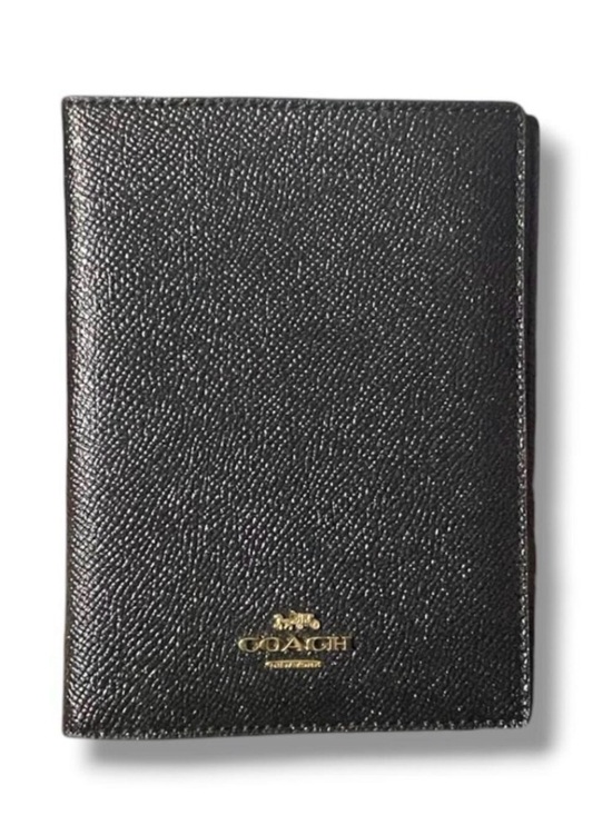 Coach | Bags | Coach Black Pebbled Leather Card Passport Organizer With ...
